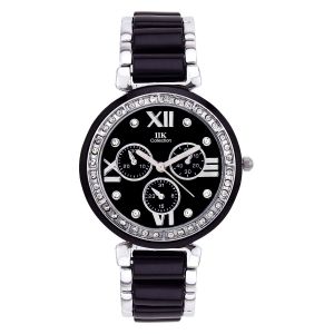 IIK COLLECTION White Round Stone Studded Dial With Metallic White ...