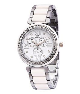 IIK COLLECTION White Round Stone Studded Dial With Metallic White ...